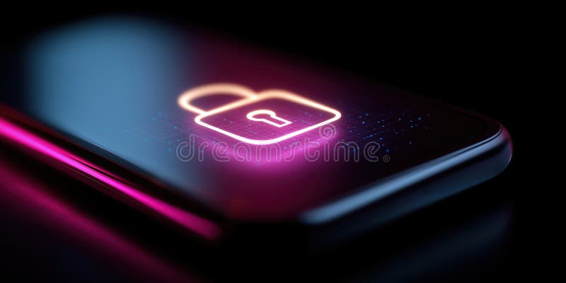 Secure Digital Payment Symbol on Smartphone Screen, Glowing Holographic ...