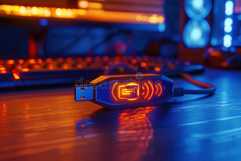 Secure Digital Storage - Encrypted USB Drive with Glowing Firewall and ...