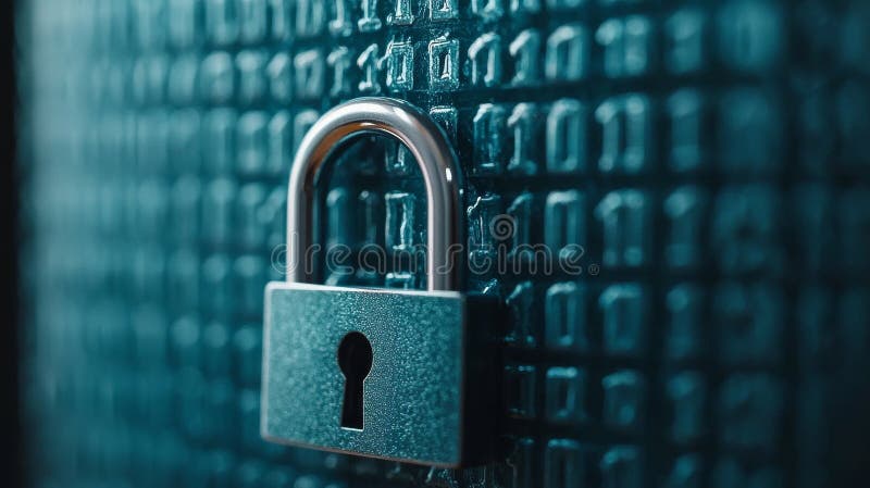 Secure Digital Transactions Concept with Lock and Binary Code Background Stock Illustration ...