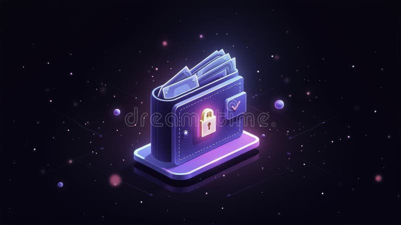 Secure Digital Wallet with Lock and Check Mark Stock Illustration - Illustration of future ...