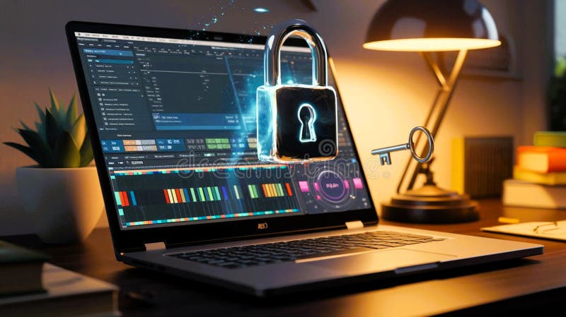 Secure Digital Workspace stock illustration. Illustration of tools ...