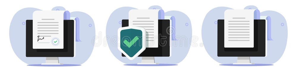 Secure Document Cyber Online Signature Contract Icon Vector Flat ...