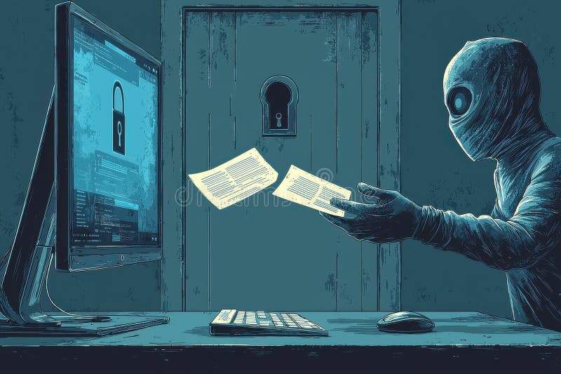 Secure Document Exchange Depicting Two Gloved Hands with Encrypted ...