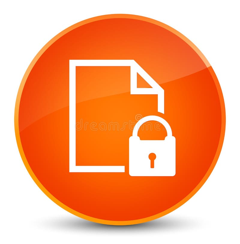Secure Document Icon Elegant Orange Round Button Stock Illustration ...