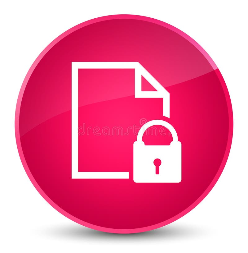 Secure Document Icon Elegant Pink Round Button Stock Illustration ...