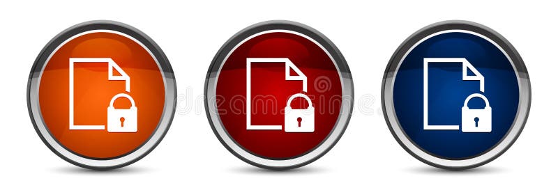 Secure Document Icon Exclusive Blue Red and Orange Round Button Design ...