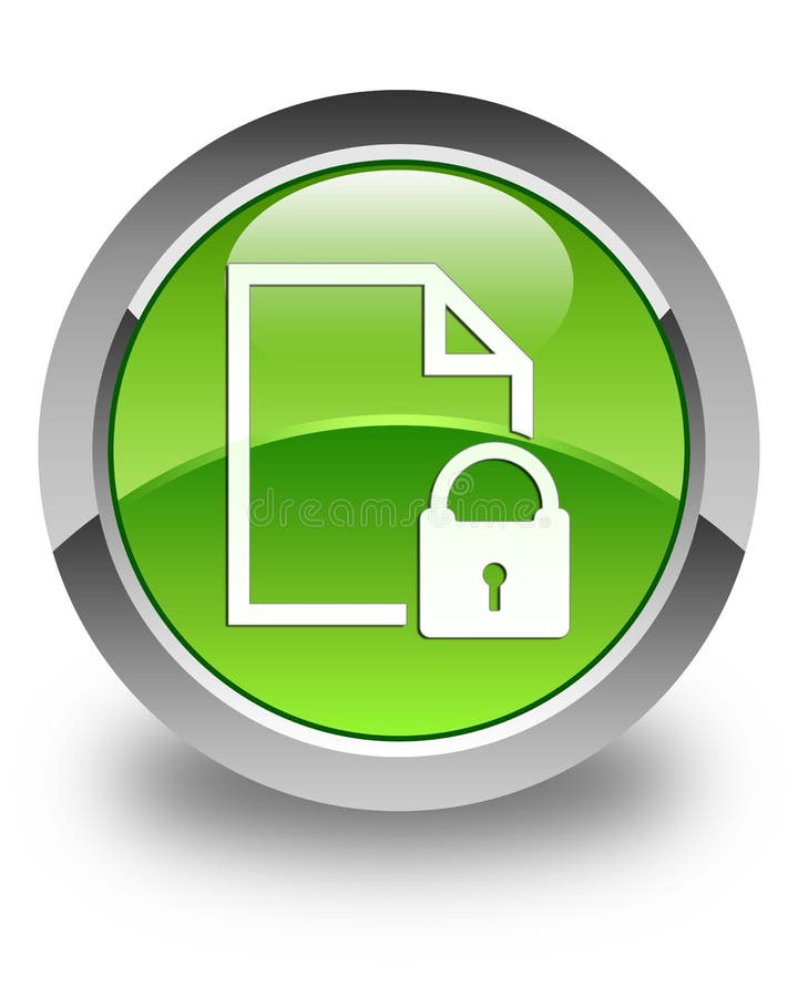 Secure Document Icon Glossy Green Round Button Stock Illustration ...