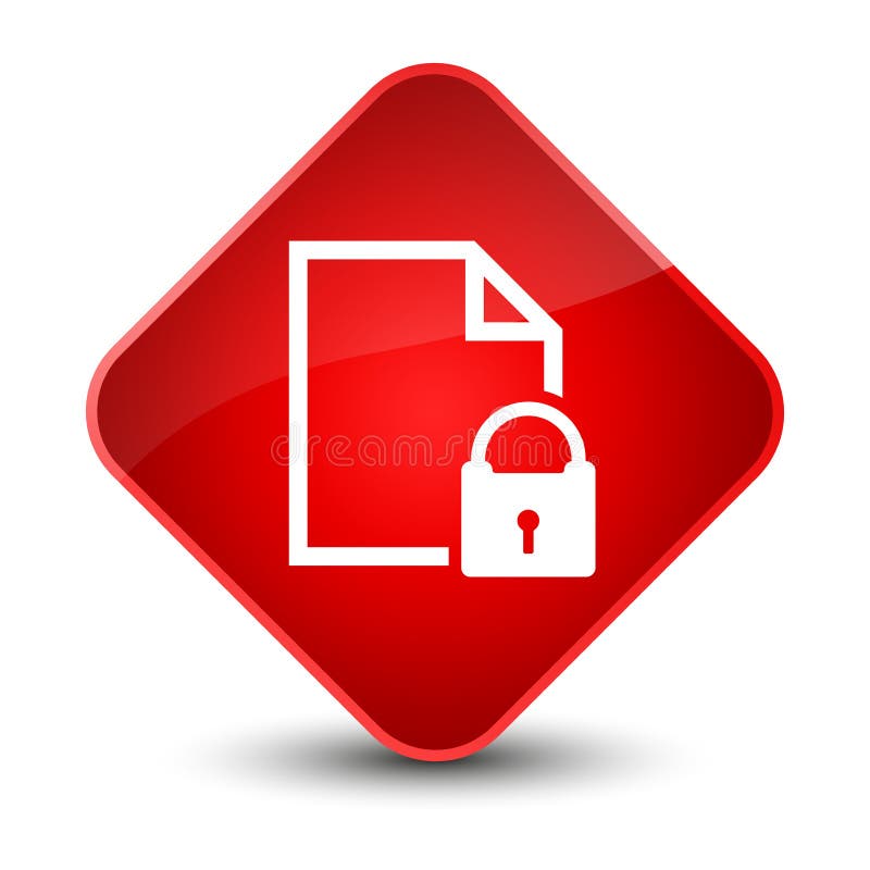 Secure Document Icon Elegant Red Diamond Button Stock Illustration ...