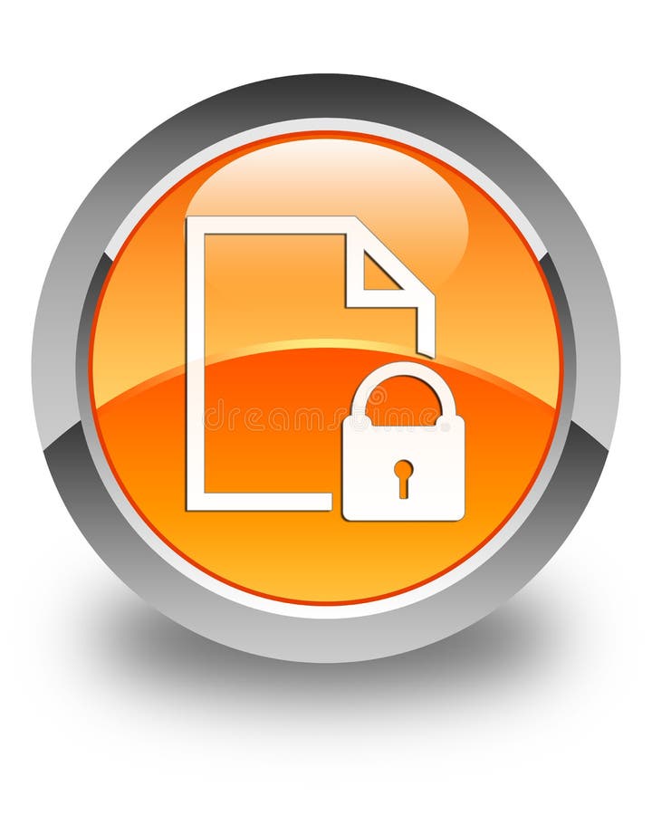 Secure Document Icon Glossy Orange Round Button Stock Illustration ...