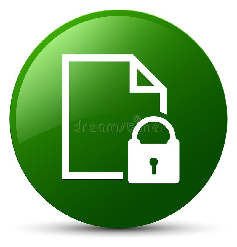 Secure Document Icon Green Round Button Stock Illustration ...