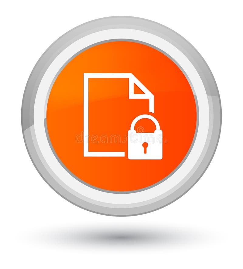 Secure Document Icon Prime Orange Round Button Stock Illustration ...