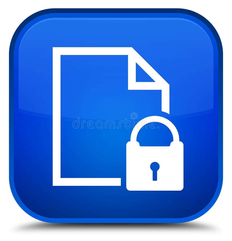 Secure Document Icon Special Blue Square Button Stock Illustration ...
