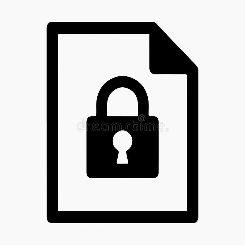 Secure Document Icon Locked File Representing Confidentiality Stock ...