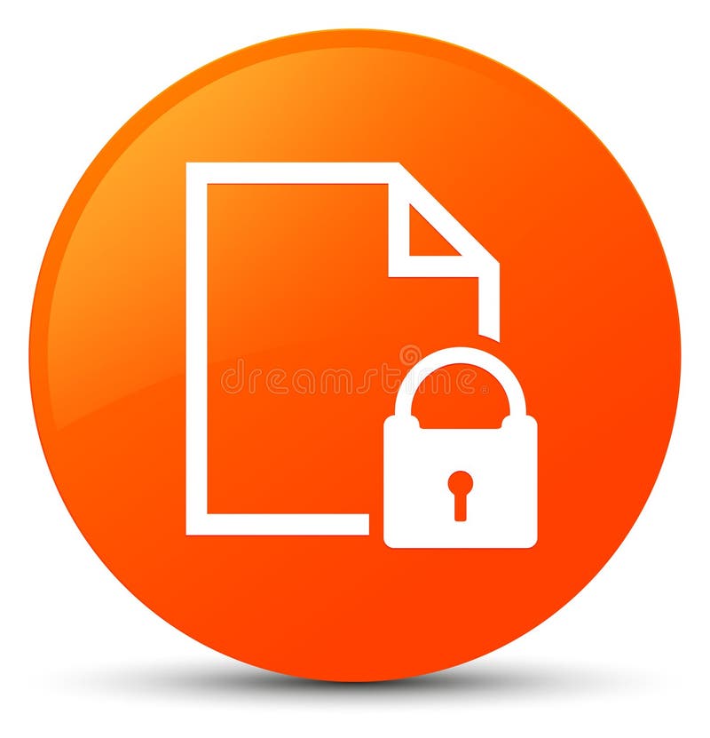 Secure Document Icon Orange Round Button Stock Illustration ...