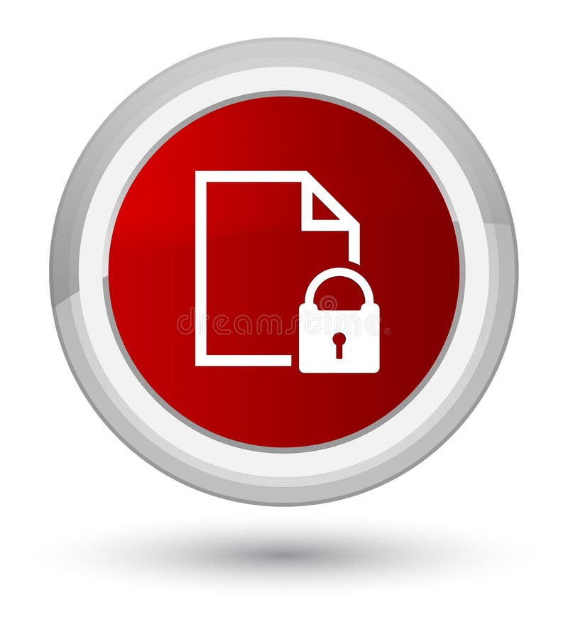 Secure Document Icon Prime Red Round Button Stock Illustration ...