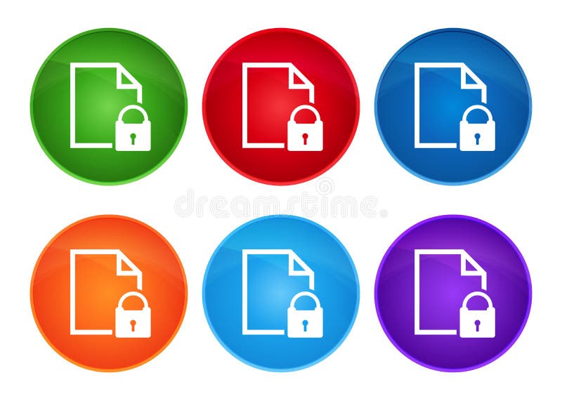 Secure Document Icon Super Round Button Set Glass Design Stock Vector ...