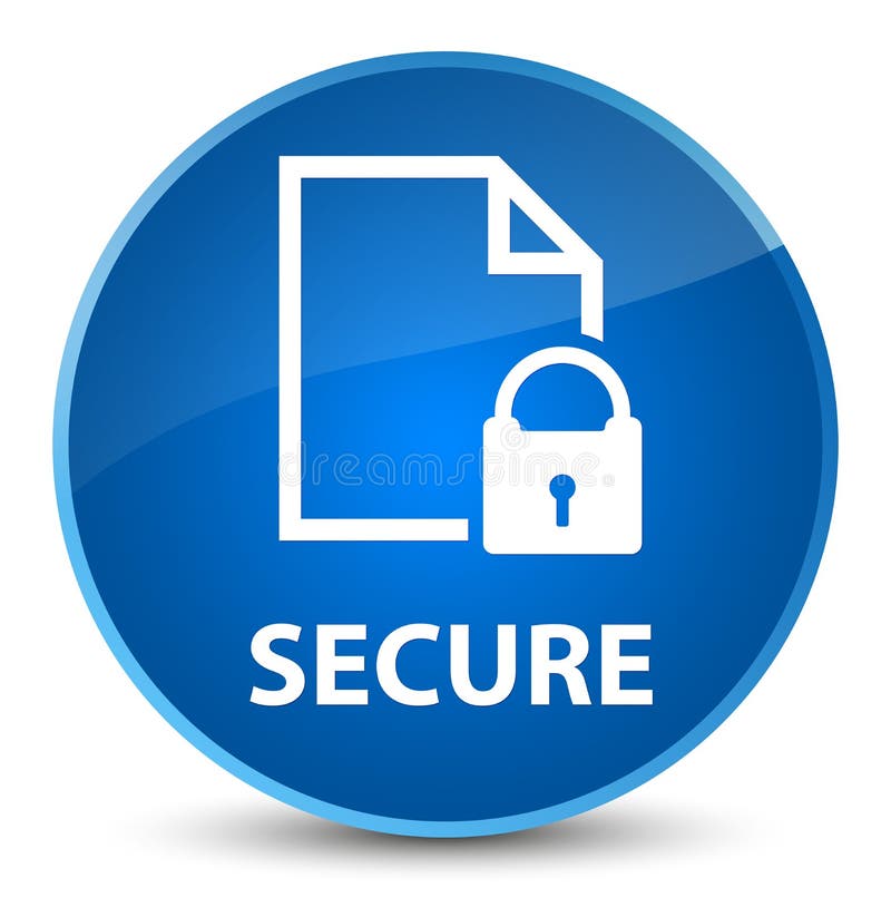 Secure (document Page Padlock Icon) Elegant Blue Round Button Stock ...