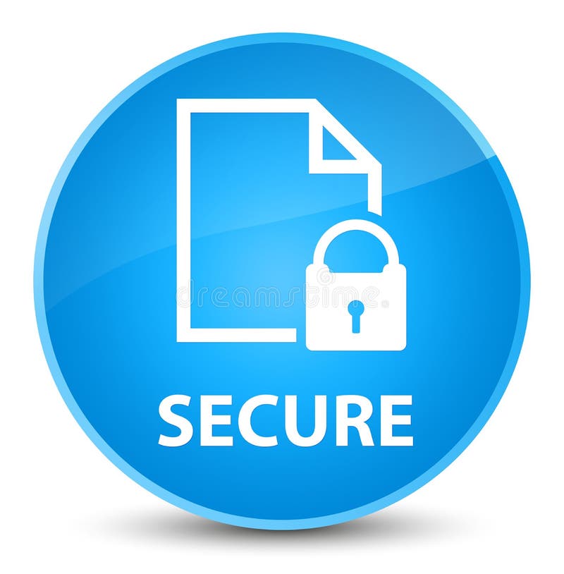 Secure (document Page Padlock Icon) Elegant Cyan Blue Round Stock ...