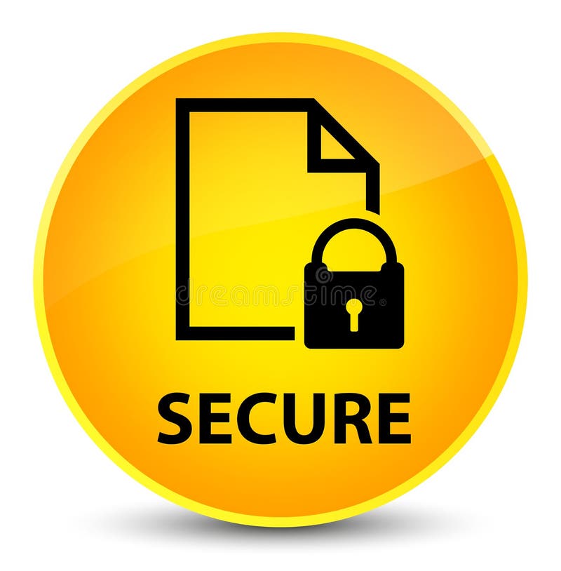 Secure (document Page Padlock Icon) Elegant Yellow Round Button Stock ...