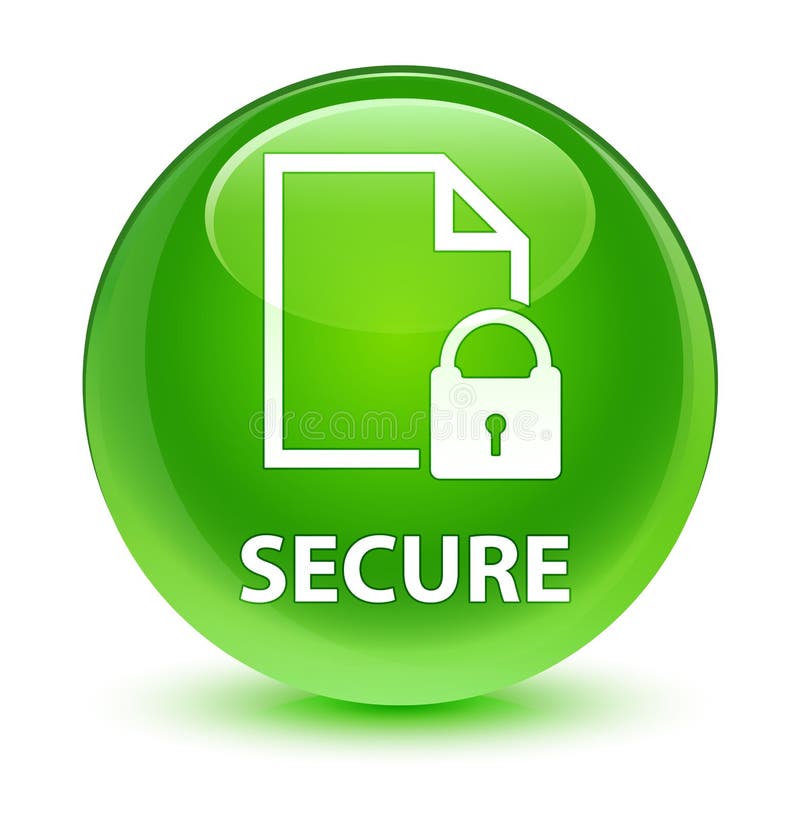 Secure (document Page Padlock Icon) Glassy Green Round Button Stock ... Secure (document Page Padlock Icon) Glassy Green Round Button Stock ...