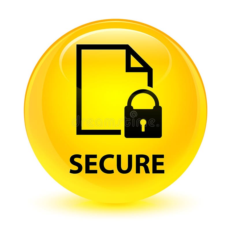 Secure (document Page Padlock Icon) Glassy Yellow Round Button Stock ... Secure (document Page Padlock Icon) Glassy Yellow Round Button Stock ...
