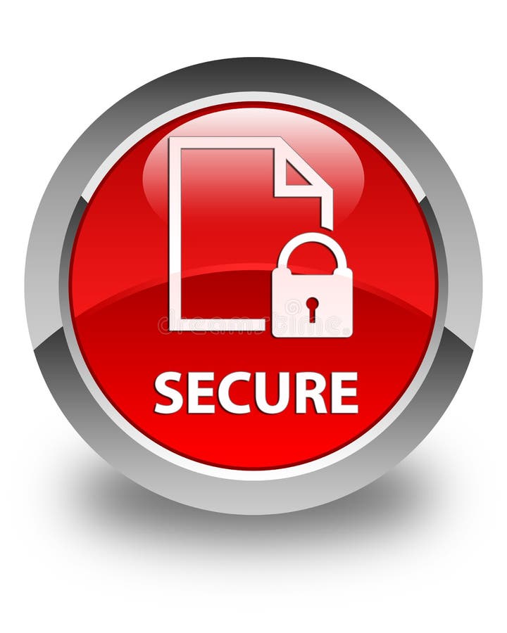 Secure (document Page Padlock Icon) Glossy Red Round Button Stock ... Secure (document Page Padlock Icon) Glossy Red Round Button Stock ...