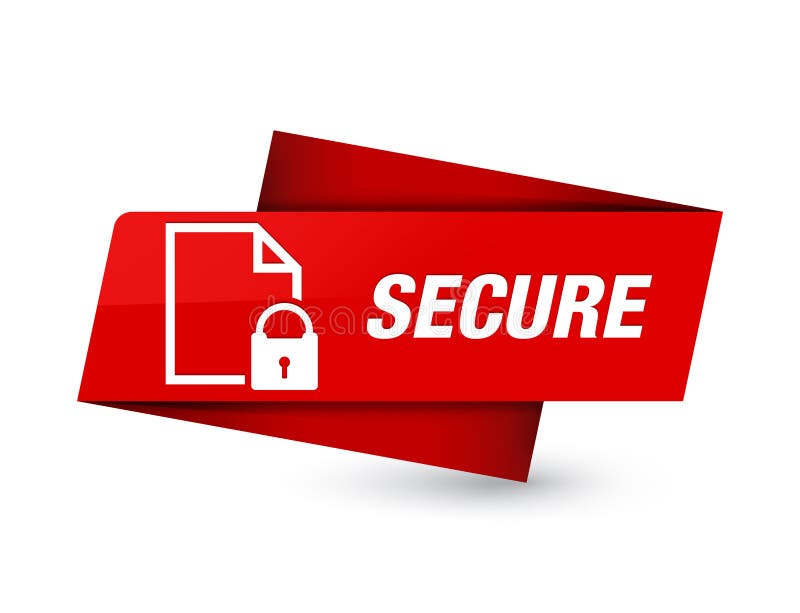 Secure (document Page Padlock Icon) Premium Red Tag Sign Stock ...