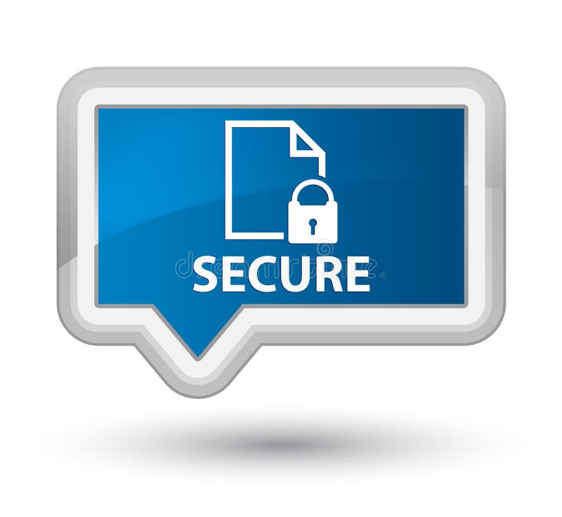 Secure (document Page Padlock Icon) Prime Blue Banner Button Stock ...
