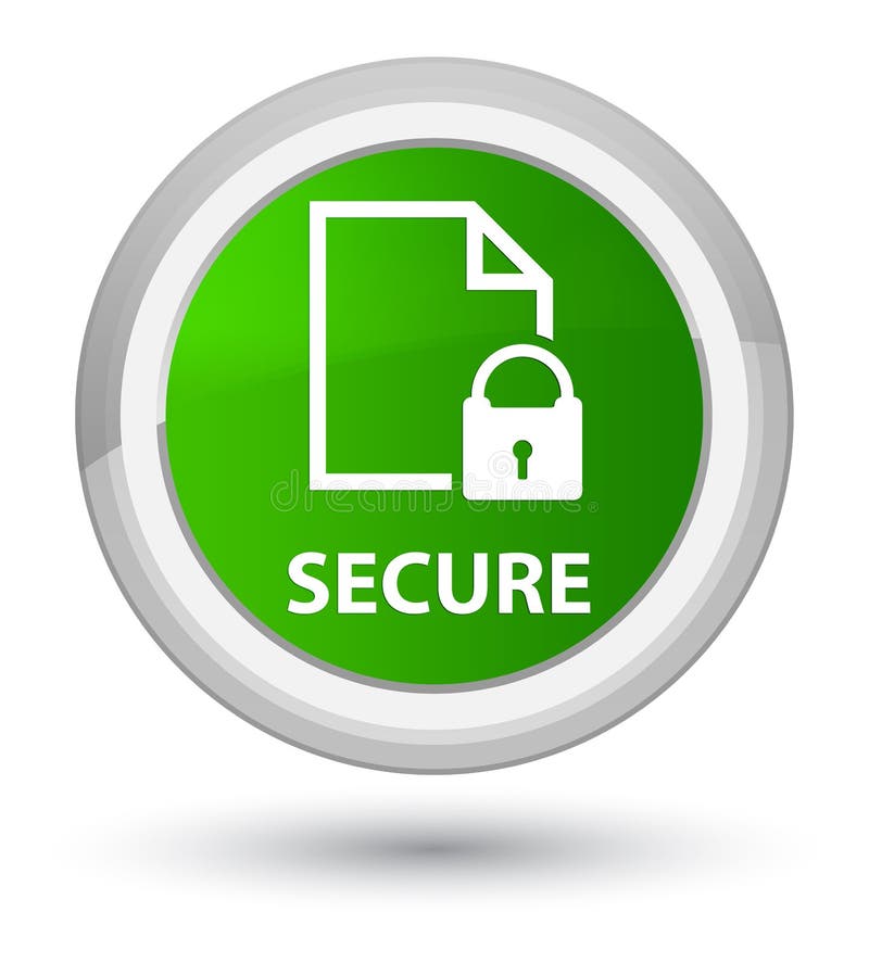 Secure (document Page Padlock Icon) Prime Green Round Button Stock ...