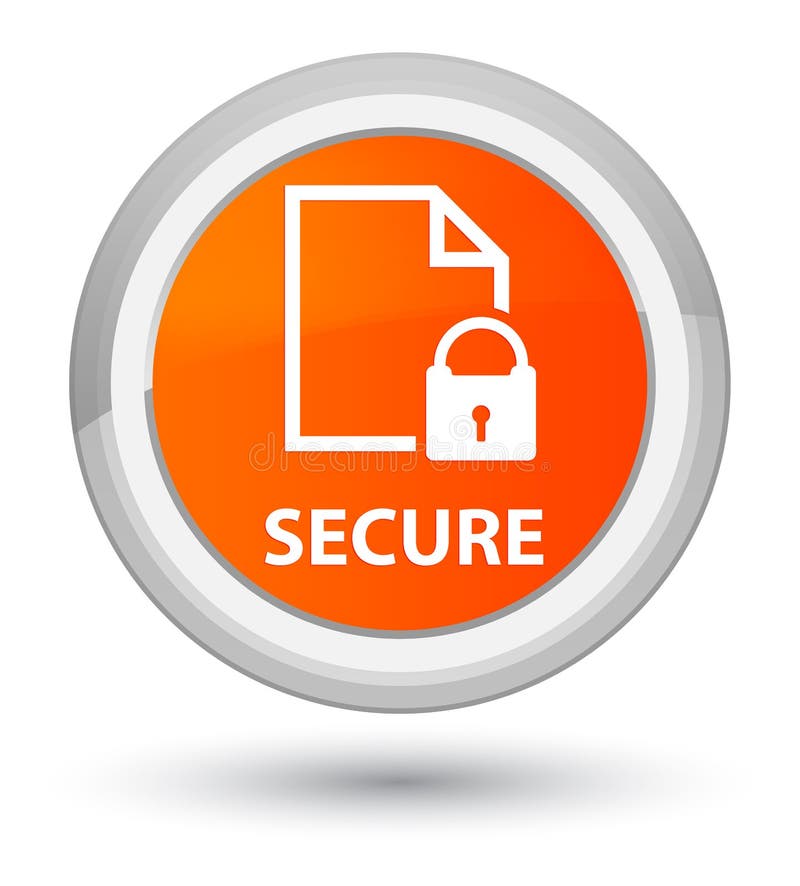 Secure (document Page Padlock Icon) Prime Orange Round Button Stock ...