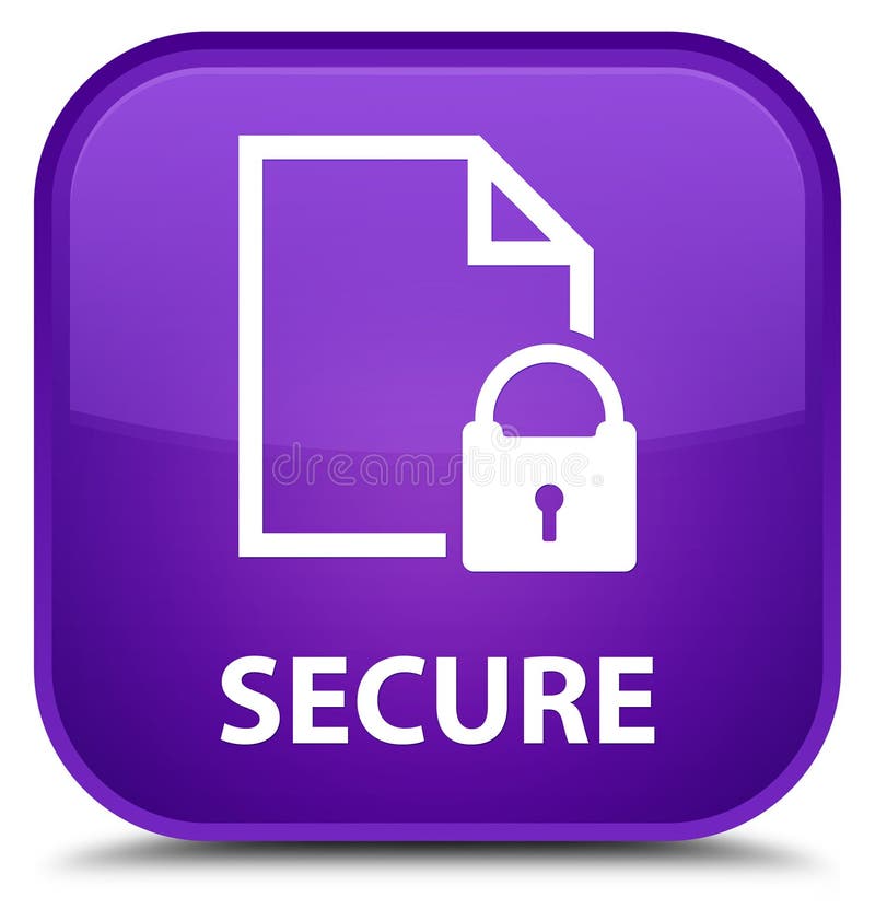 Secure (document Page Padlock Icon) Special Purple Square Button Stock ...