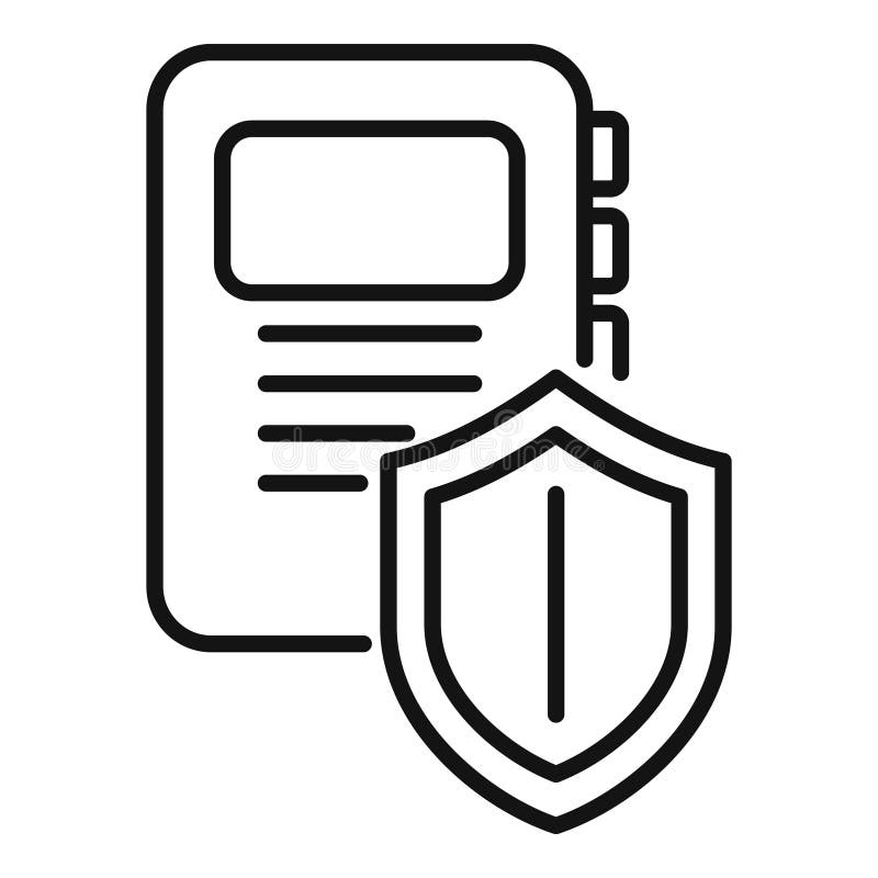 Secure Document Protection Icon, Data Security Outline Icon, Protecting ...