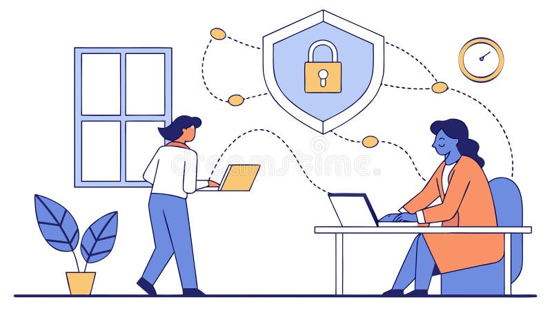 Secure Document Transfer between Two People Illustration, Vector Design ...