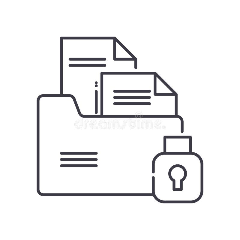 Secure Documents Icon, Linear Isolated Illustration, Thin Line Vector ...