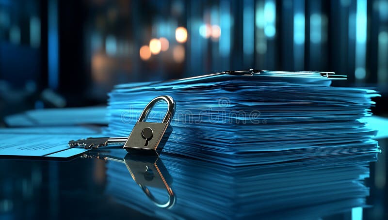 Secure Documents, Office Night, Data Protection Stock Illustration ...