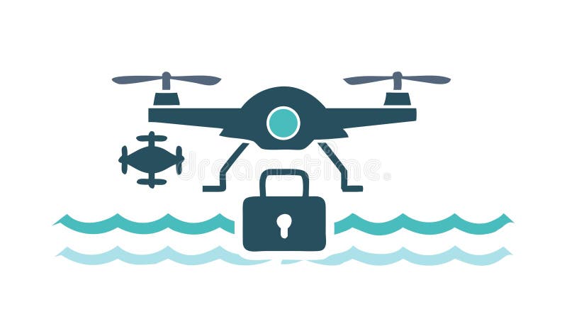 Secure Drone Surveillance, Locked Data Protection Vector Design ...
