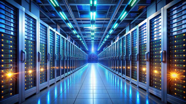 Secure and Efficient Data Center Rows of Towering Servers Powering a CuttingEdge Infrastructure ...