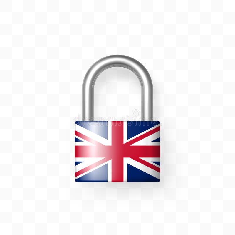 Secure Enclosed Padlock Decorated with the UK Flag. Isolated Object on ...