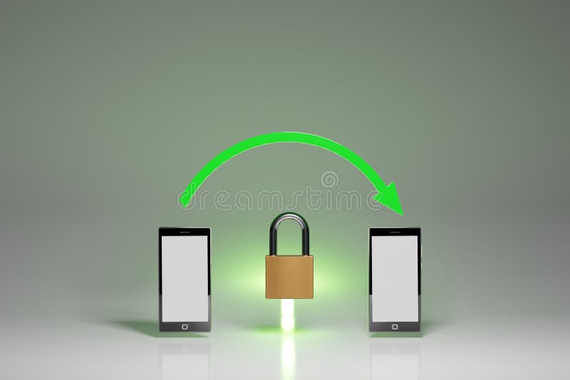 Secure, Encrypted Communication between Mobile Devices, Concept. Two ...