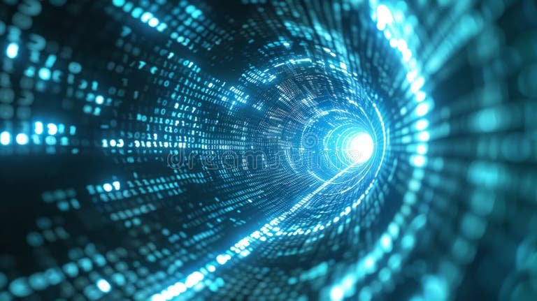 Secure Encrypted Connection Tunnel Visualized in Light and Code Stock ...