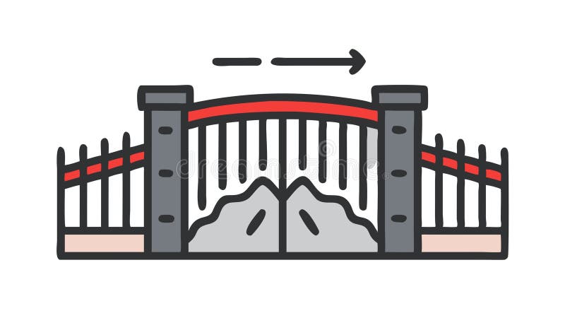 Secure Entry Gate Icon, Authorized Access Point, Vector Design ...