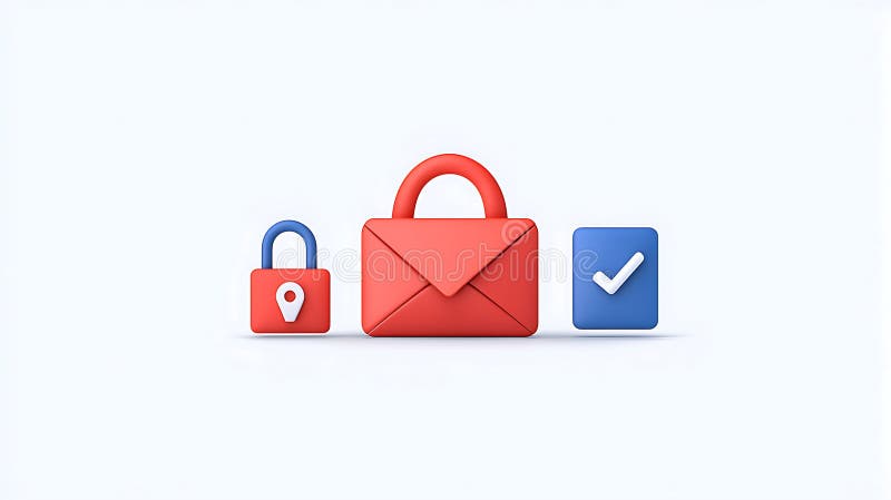 Secure Envelope Icon with Padlock and Checkmark, Representing Digital ...