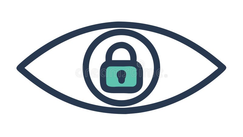 Secure Eye Padlock Icon for Privacy Vision Surveillance, Vector Design ...