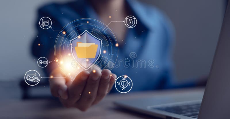 Secure File Storage Technology Document Management System Businessman ...