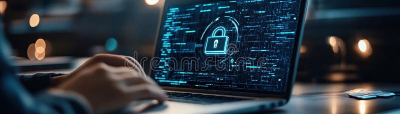 Secure File Transfer, a Close-up of a Hands Typing on a Laptop ...