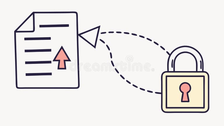 Secure File Upload, Data Encryption, Document Privacy, Vector Design ...