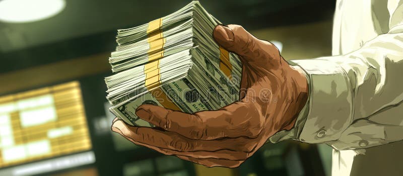 Secure Finance and Economy Concept: Hand Holding Cash Stack with Clock ...