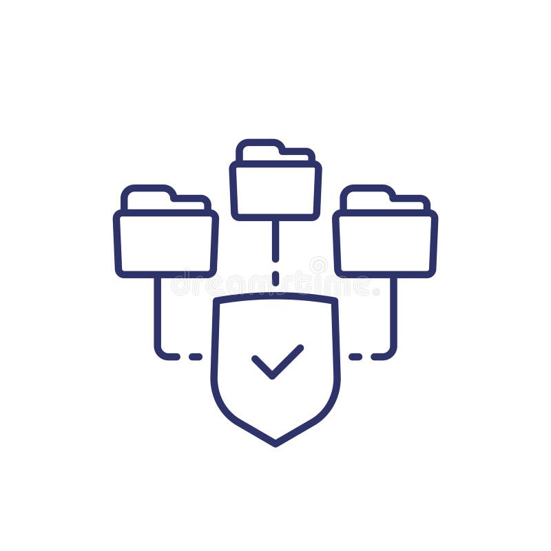 Secure Folders Line Icon, Data Security Stock Vector - Illustration of ...