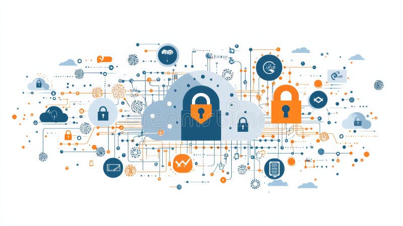 Digital Security Lock Future Technology Illustration Background Stock ...