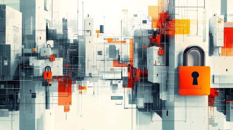 Secure the Future: a Lock on the Wall with a Stunning Cityscape in the ...